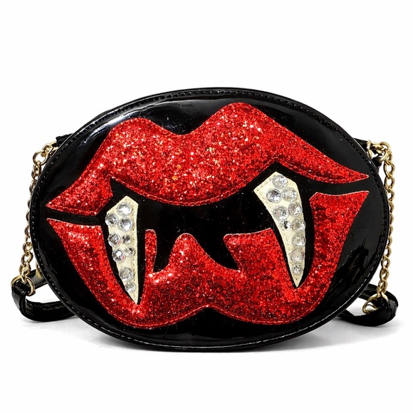 Betsey Johnson | Bags | Betsey Johnson Black And Red Rhinestone Vampire ...